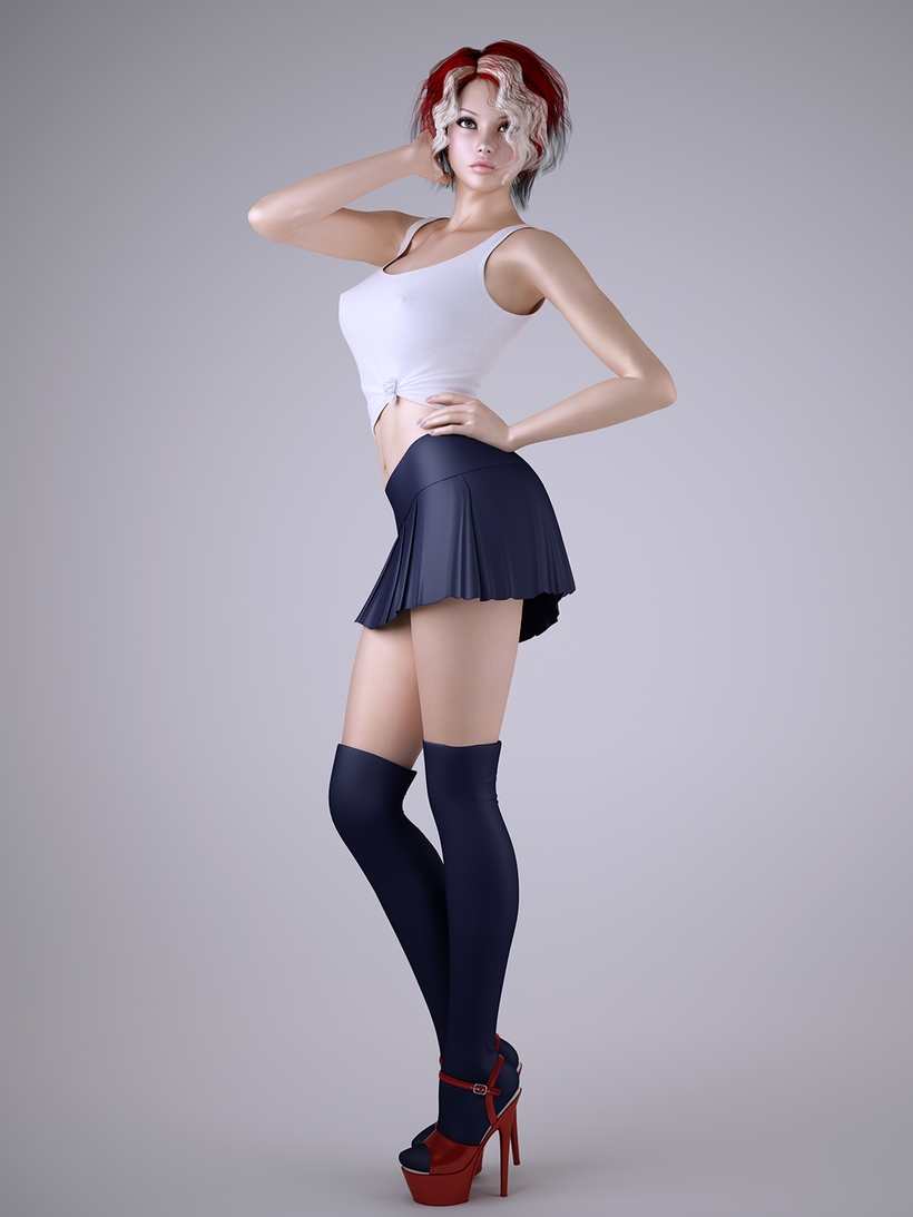 Sexy Blonde Girl Students 3d Model