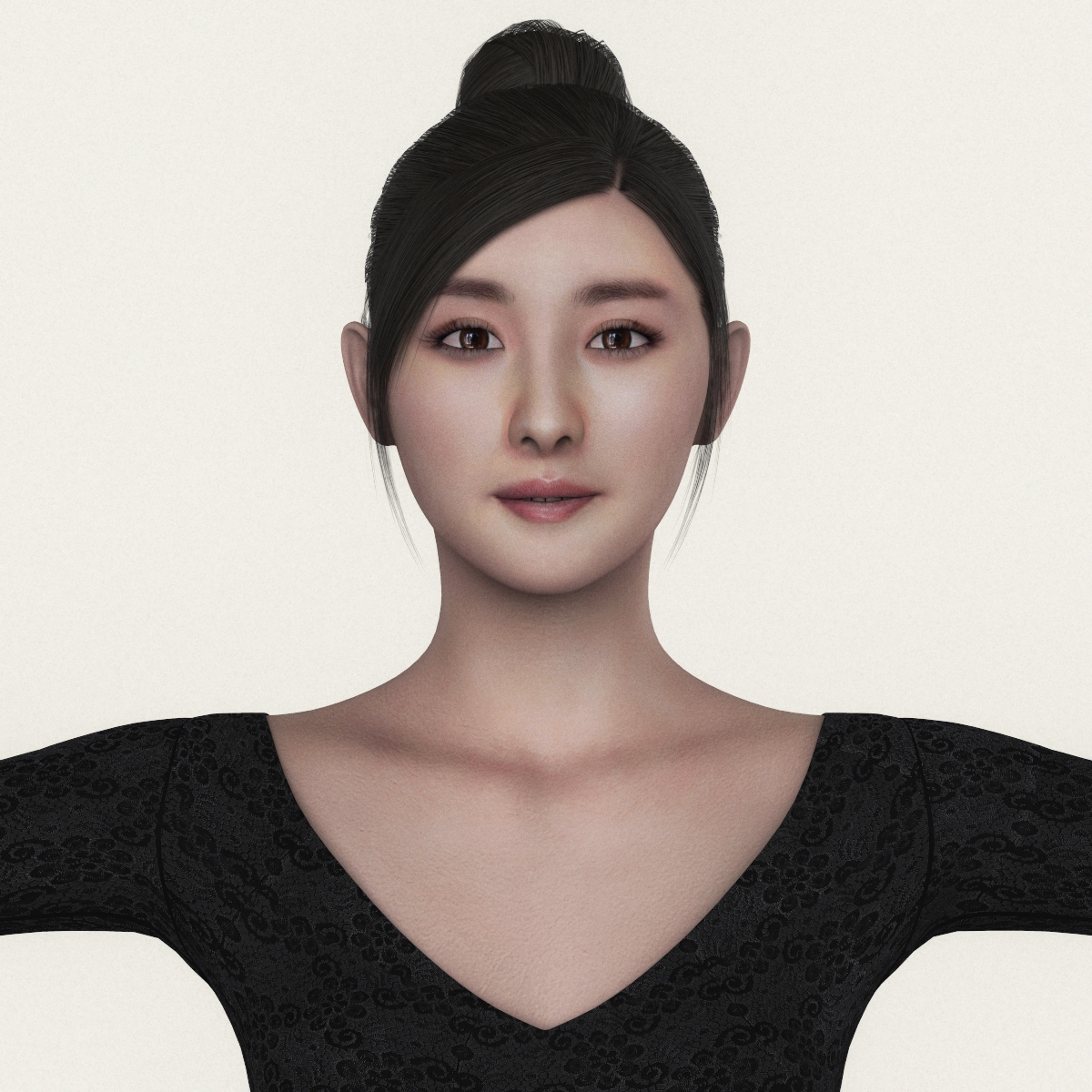 Realistic Beautiful Asian Girl 3d Model