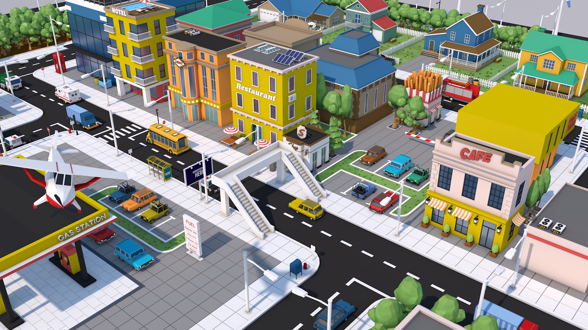 Cartoon Low Poly Modular City Pack 3d Model City Cartoon 3d Model Images