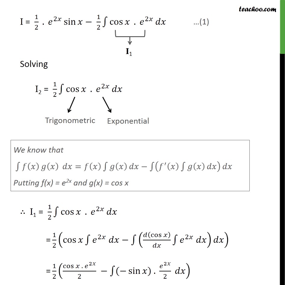 Ex 76 21 Integrate E2x Sin X Using Integration By Parts