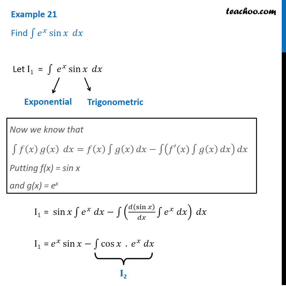 Integration Of Ex Sin X Dx Teachoo Maths Integration Class 12