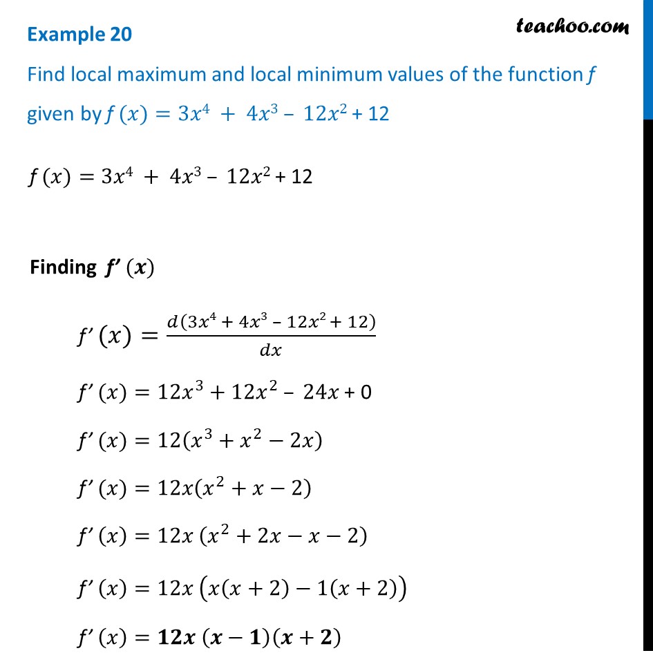 Example 20 Find Local Maximum And Local Minimum Values