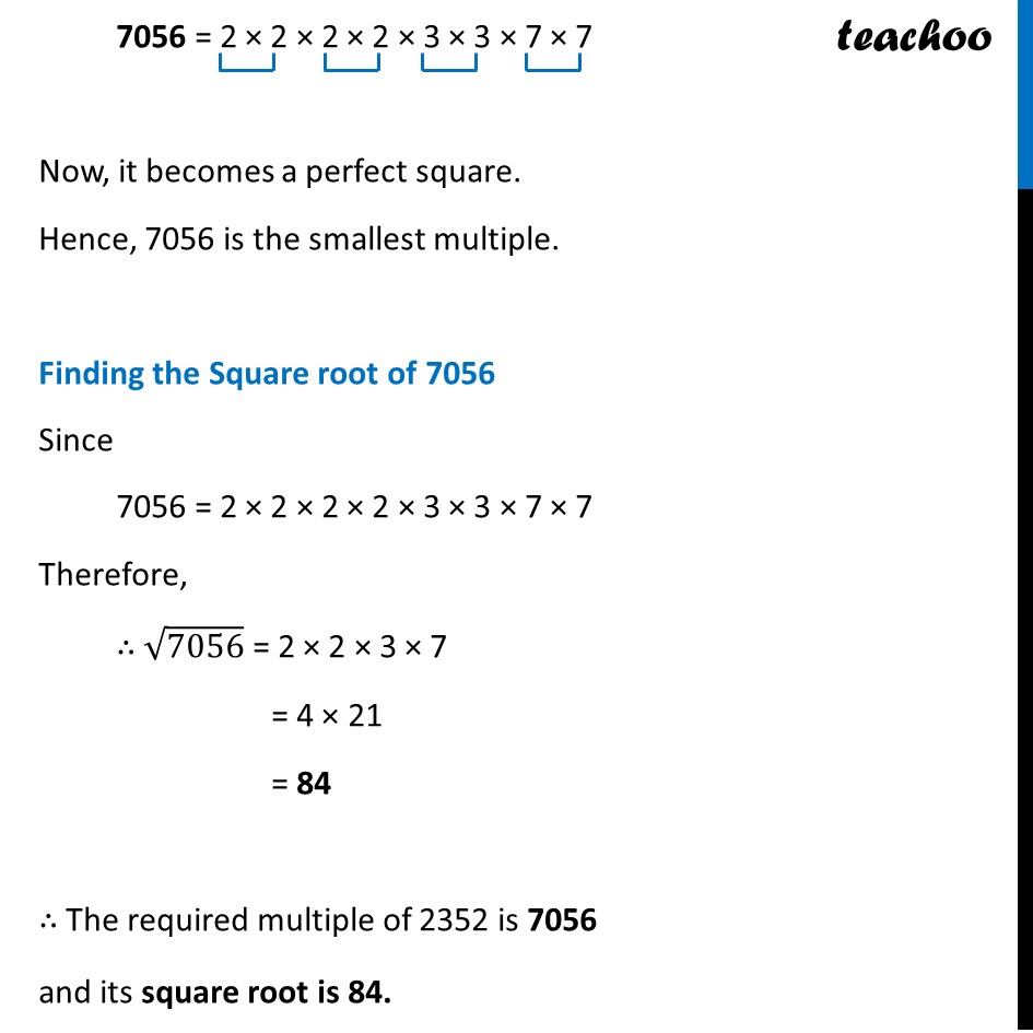 Example 6 Is 2352 A Perfect Square If Not Find The Smallest