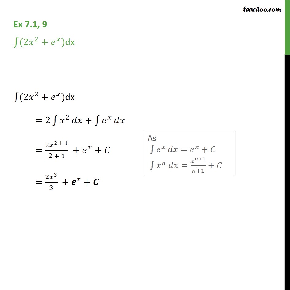 Ex 71 9 Integrate 2x2 Ex Dx Class 12 Ncert Ex 71