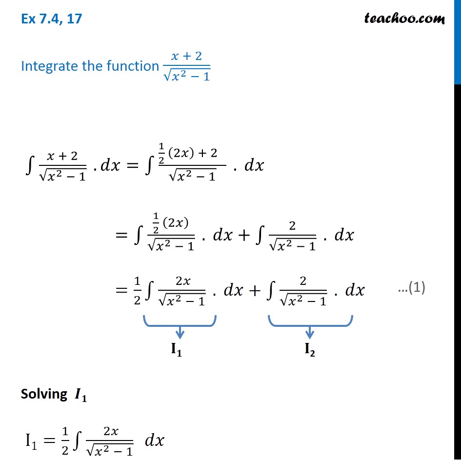 Ex 74 17 Integrate X 2 Root X2 1 Chapter 7 Ex 74