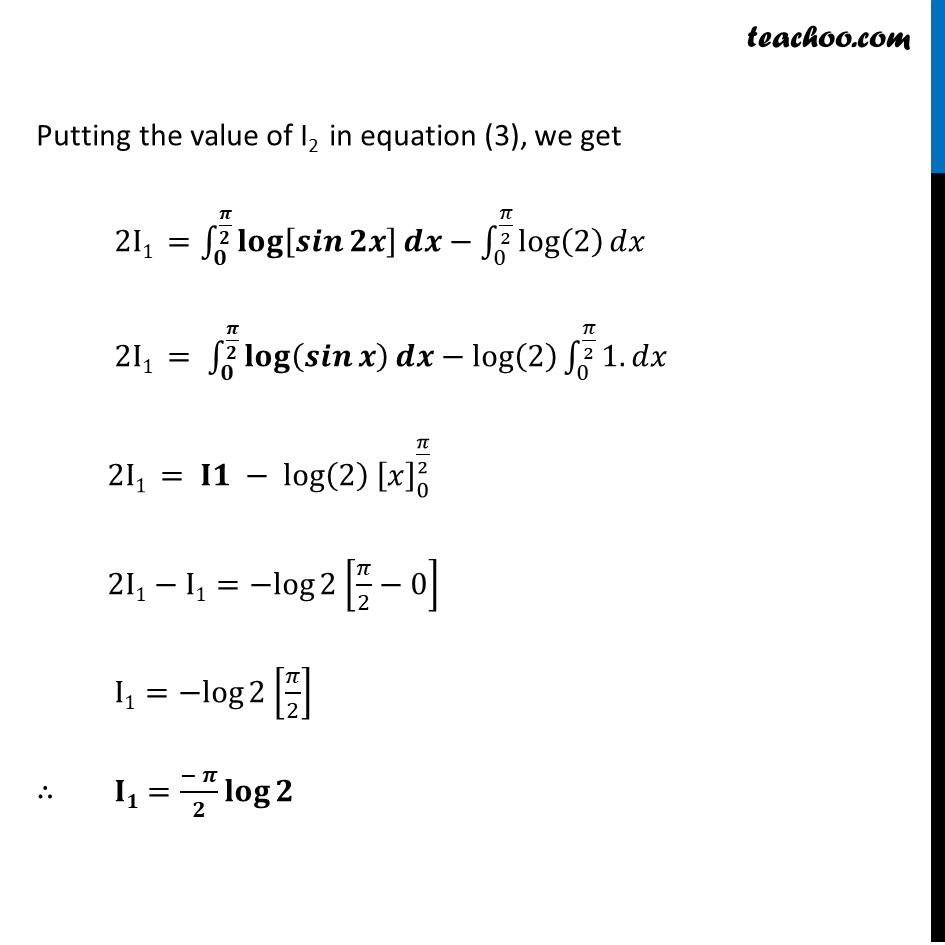 Example 34 Integration Of Log Sin X From 0 To Pi2 Teachoo