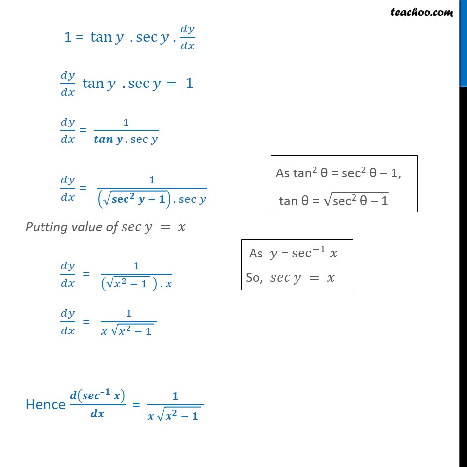 Derivative Of Sec 1 X Sec Inverse X Teachoo Finding Derivative O