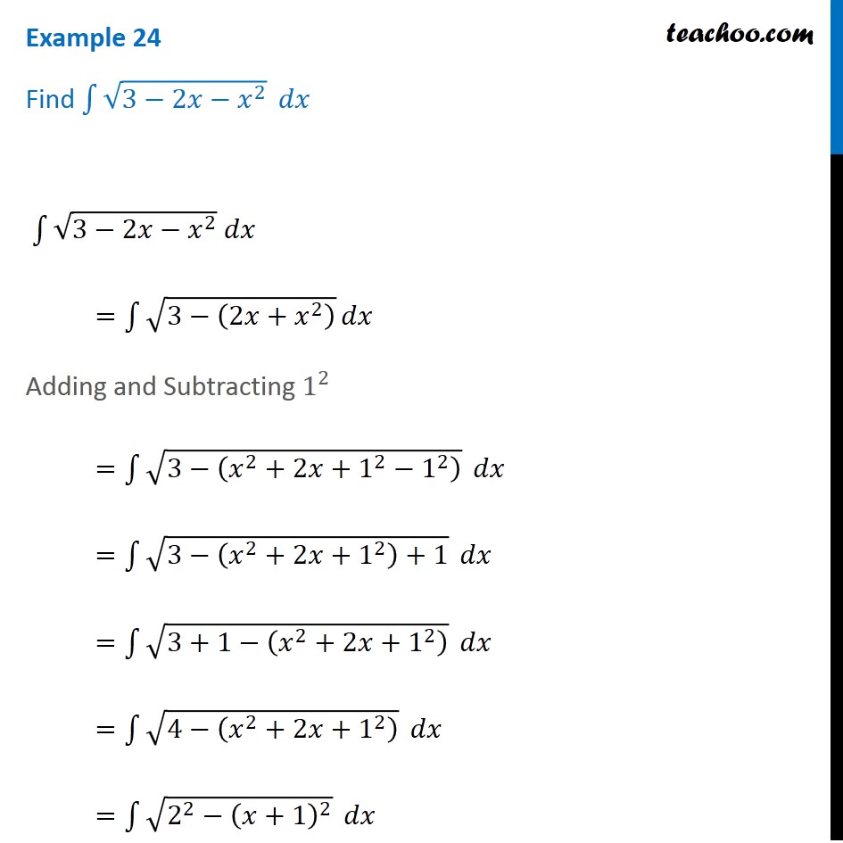 Example 24 Find Integral Root 3 2x X2 Dx Teachoo