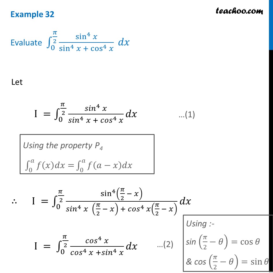 Example 32 Evaluate Integral Sin4 X Sin4 X Cos4 X Dx