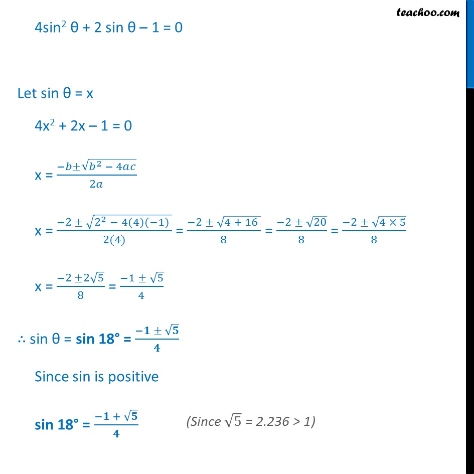 Find Values Of Sin 18° Cos 18° Cos 36° Sin 36° Sin 54° Cos 54°