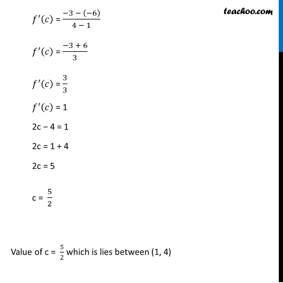 Question 4 Verify Mean Value Theorem Fx X2 4x 3