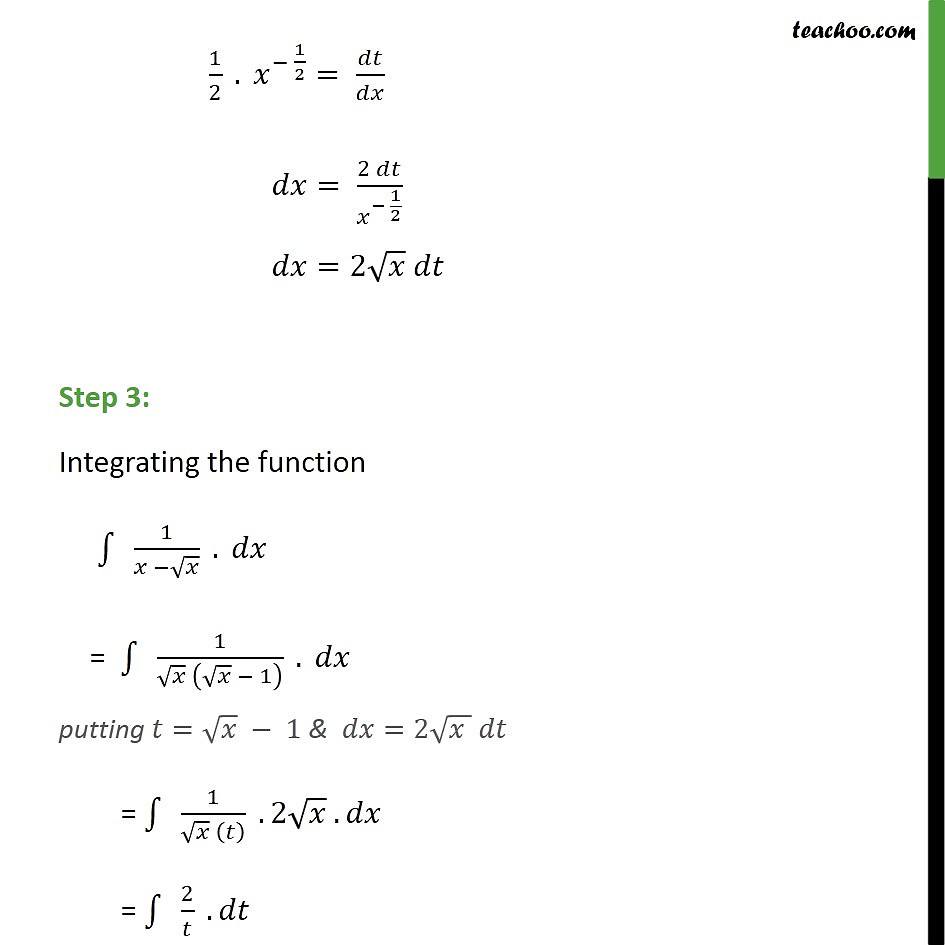 Ex 72 10 Integrate 1x Rootx Chapter 7 Cbse Ex 72