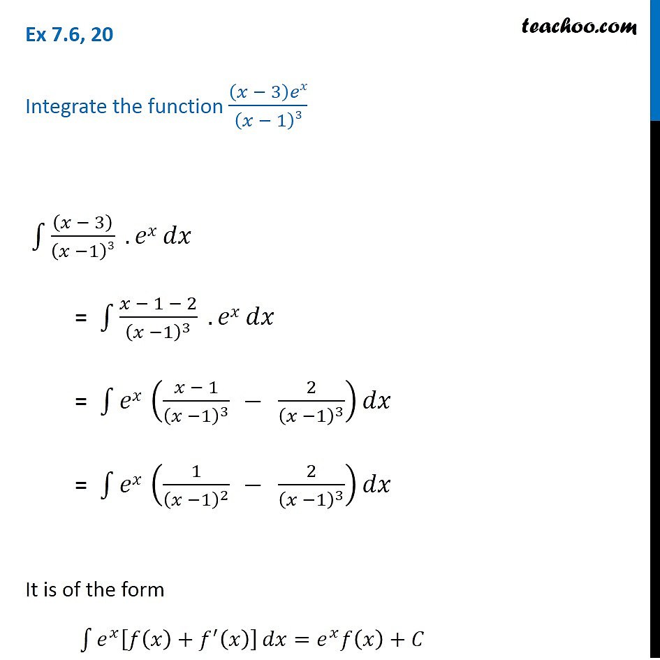 Ex 76 20 Integrate X 3ex X 13 Class 12 Integration B