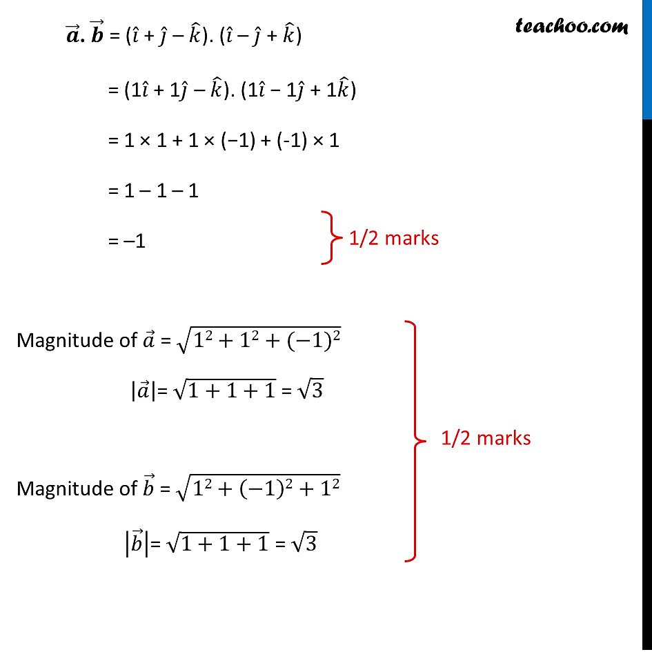 Find Angle Between Vectors A I J K And B I J K Teachoo