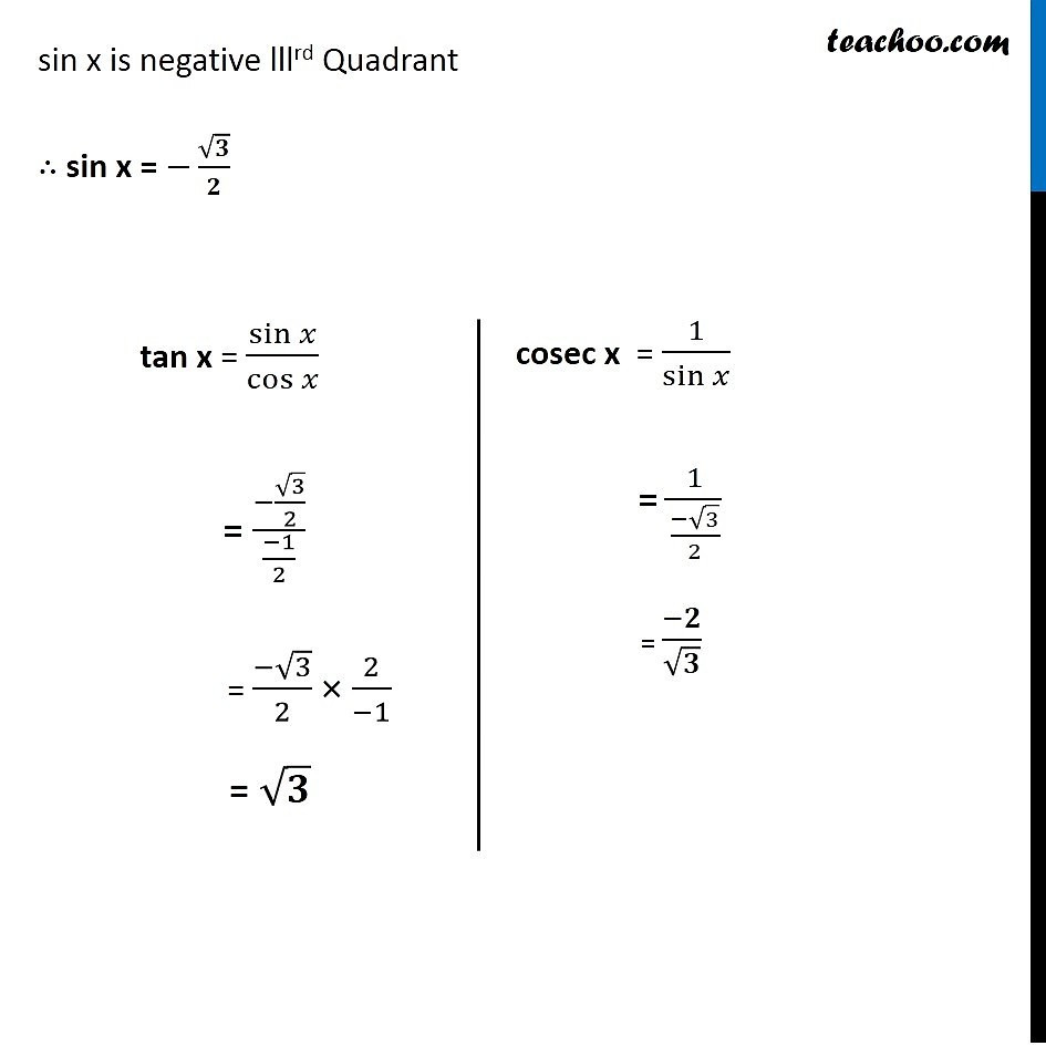 Ex 32 1 Find Values Of Other Five Trigonometric Functions If Cos X