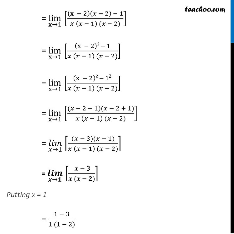 Example 2 Find The Limit Lim X → 1 X 2 X2 X 1 X