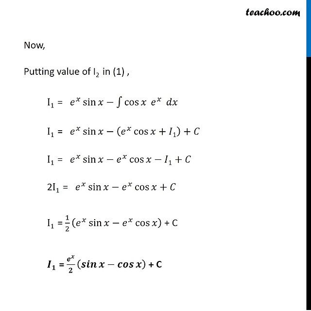 Integration Of Ex Sin X Dx Teachoo Maths Integration Class 12