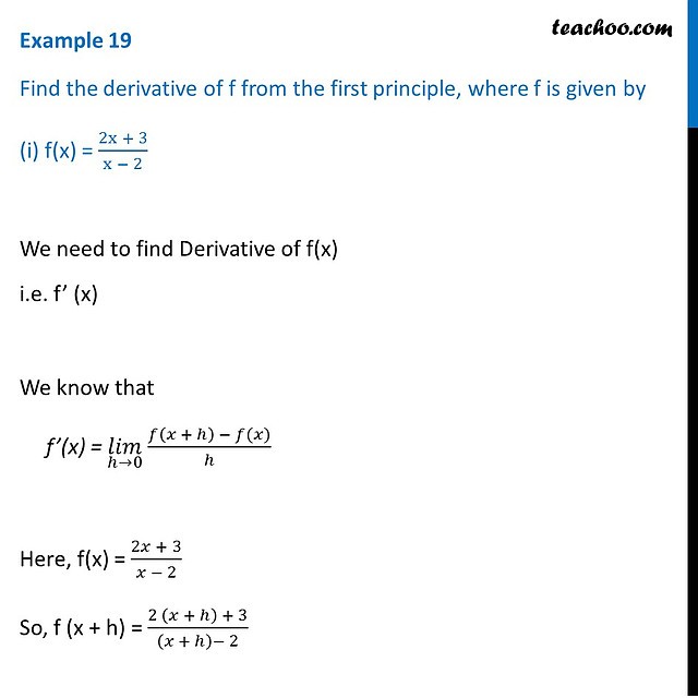 Example 19 Find Derivative From First Principle Fx 2x 3x