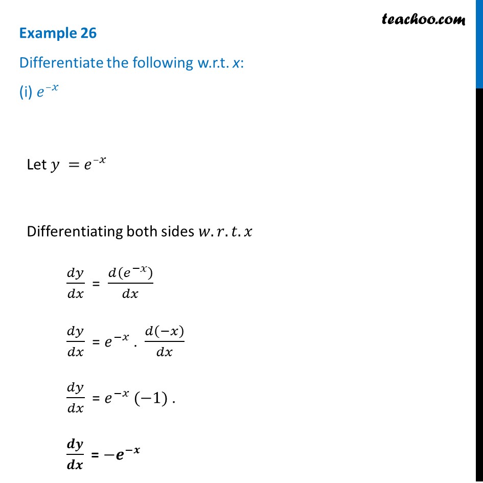 Example 26 I Differentiate E X With Respect To X Video