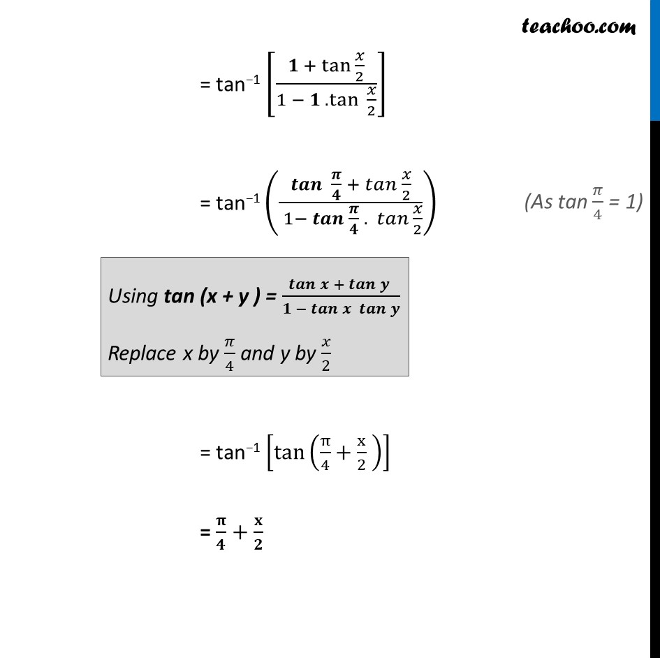 Example 4 Express Tan 1 Cos⁡x1 Sin⁡x Chapter 2 Inverse