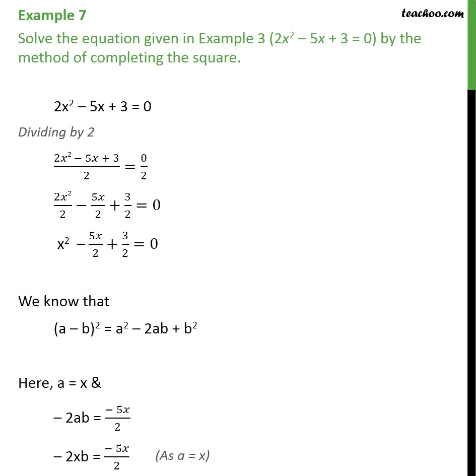 Question 1 Solve 2x2 5x 3 0 By Completing The Square