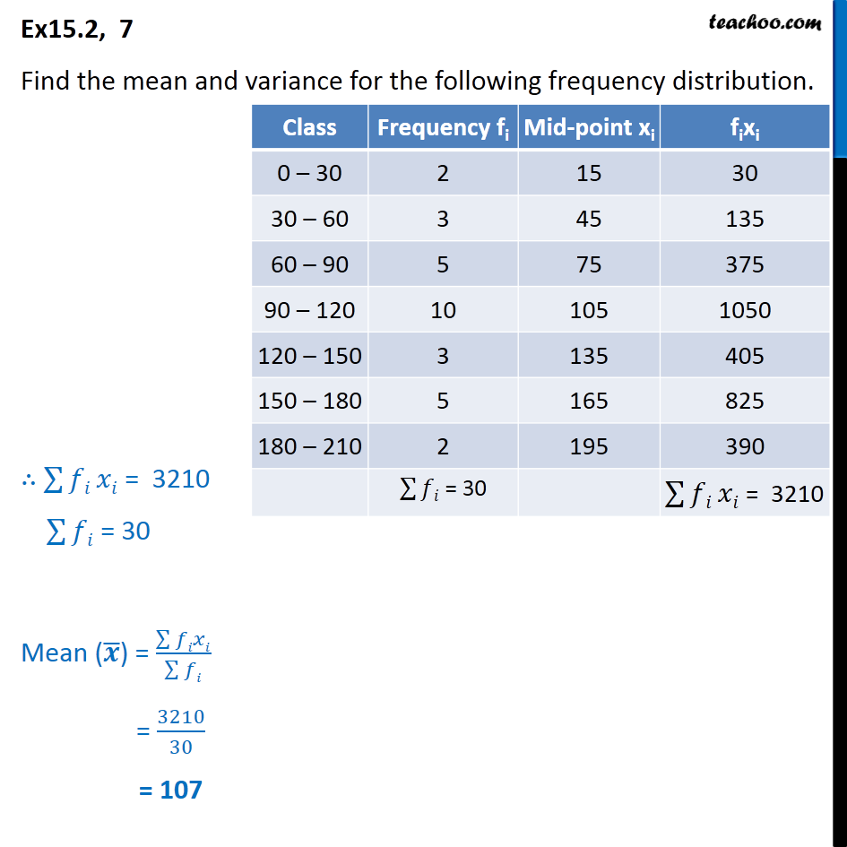 Ex 132 7 Find Mean And Variance For Frequency Distribution