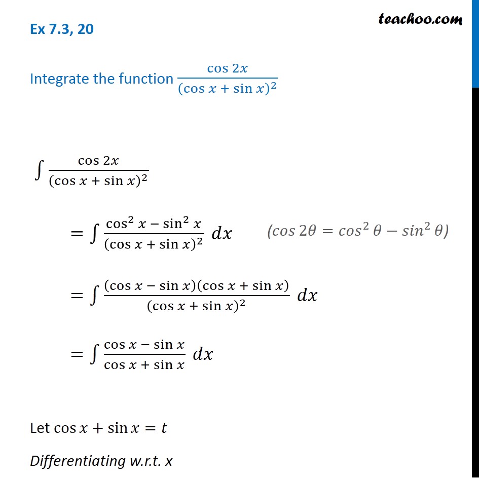 The Integral Of Cos2x Definition Equation Formula And More