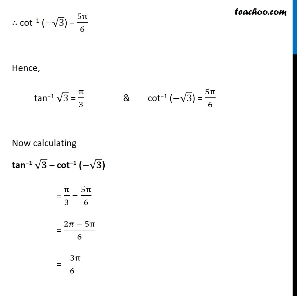 Ex 22 21 Find Tan 1 Root 3 Cot 1 Root 3 Chapter 2 Teachoo