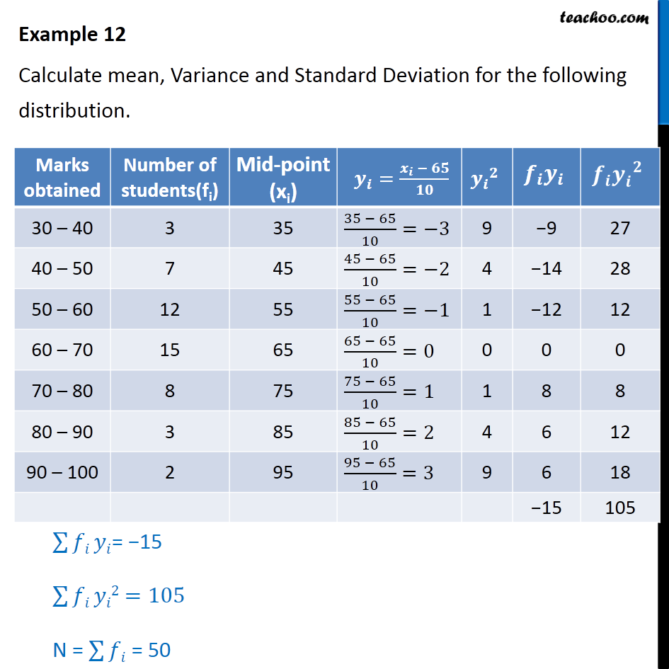 Example 12 Calculate Mean Variance Standard Deviation