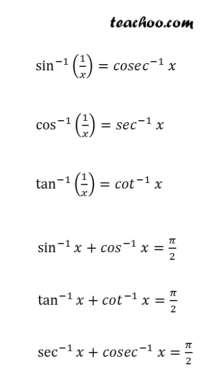 Inverse Trigonometry Formulas With Examples Teachoo Formulae Bas