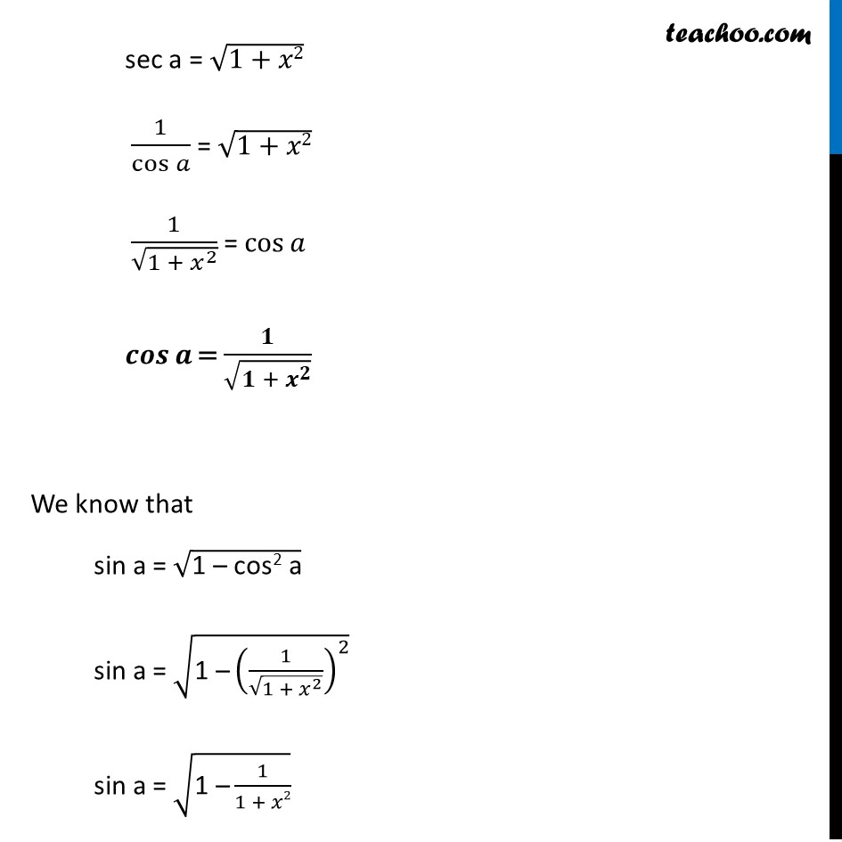 Solve Sin Tan X Inverse Trigonometry Mcq Teachoo My Xxx Hot Girl