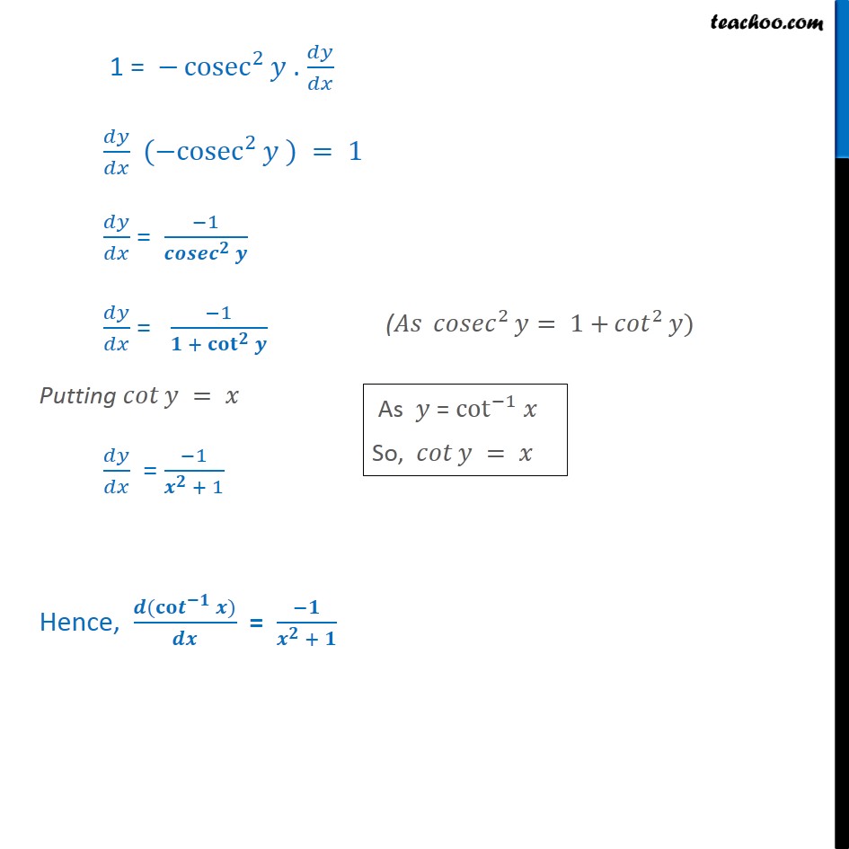 Differentiation Of Cot X Big Idea 2 Derivative Differentiation