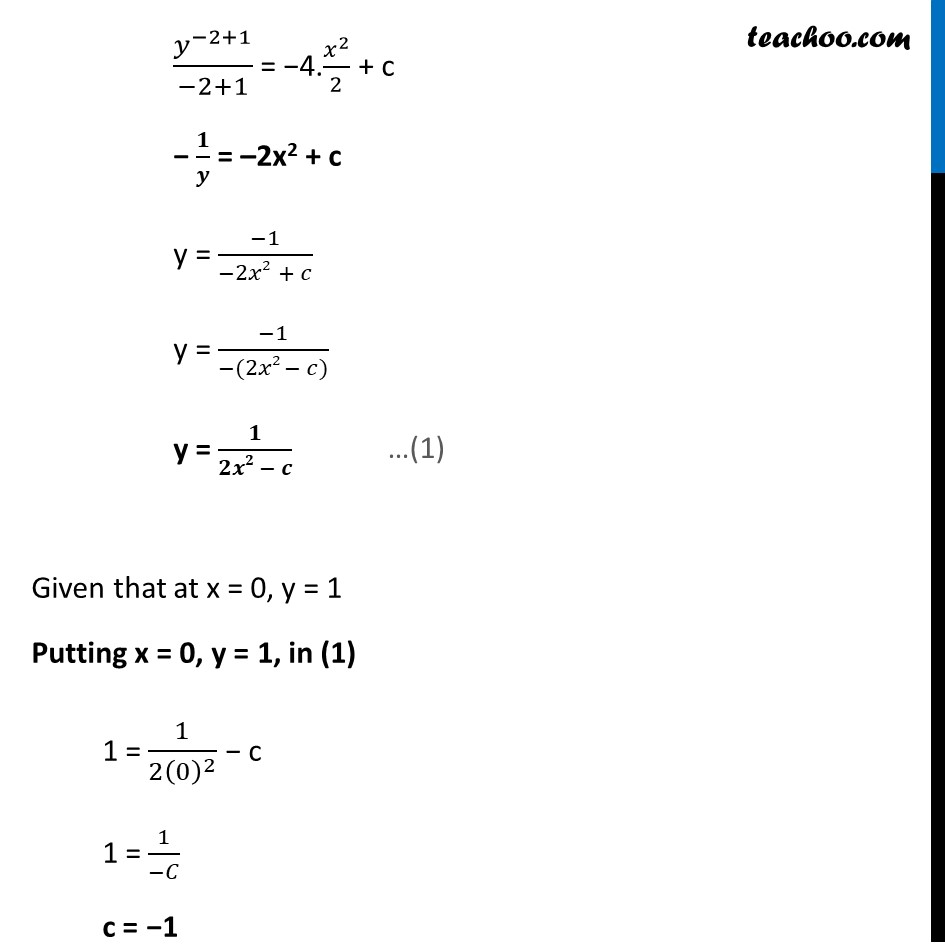 Example 6 Find Particular Solution Dydx 4xy2 Examples