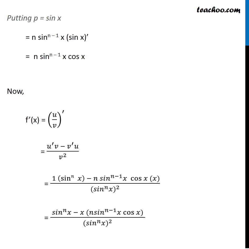 Misc 30 Find Derivative X Sinn X Chapter 13 Class 11