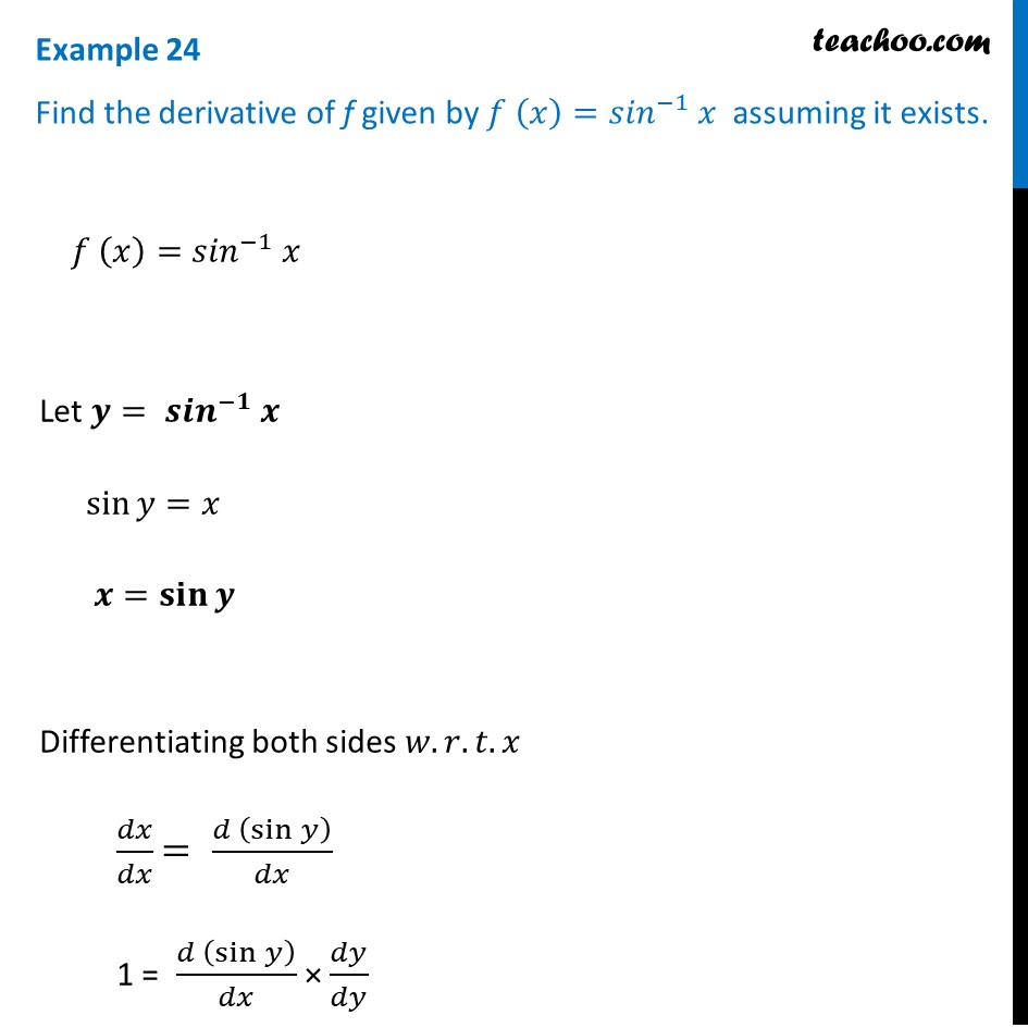 What Is The Differentiation Of Sin Inverse X Sin 1 X Teachoo