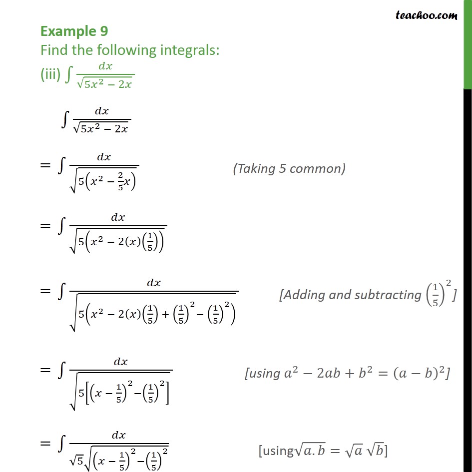 Example 9 Find Integrals I Dx X2 6x 13 Class 12