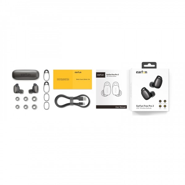 Earfun Free Pro 2 True Wireless Hybrid Anc Earbuds Black At Gear4music