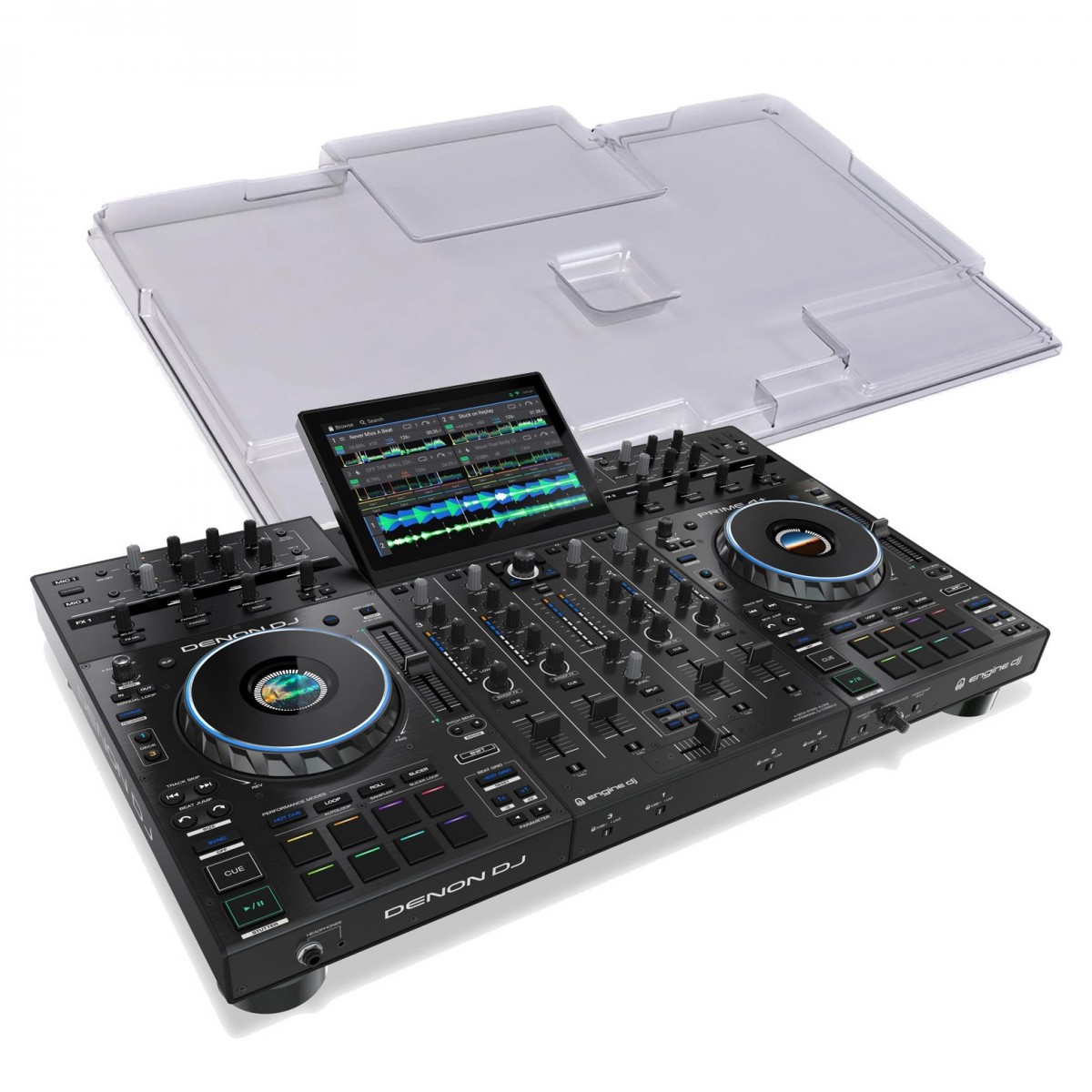 Denon Dj Prime 4 Standalone Dj Controller Mit Decksaver Abdeckung