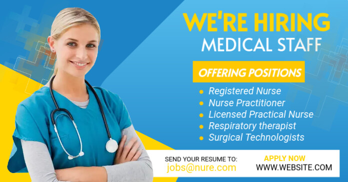 Were Hiring Medical Staff Social Media Post Template Postermywall