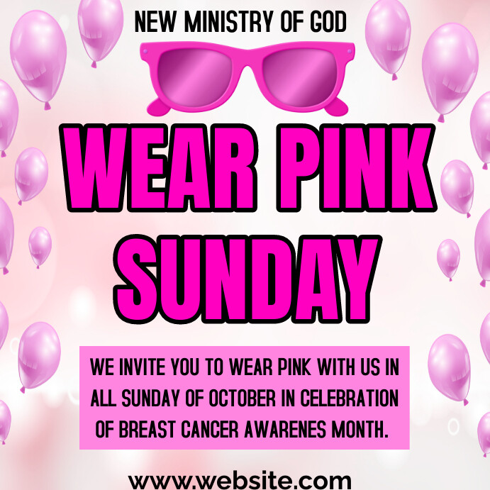 Wear Pink Sunday Breast Cancer Awareness Template Postermywall