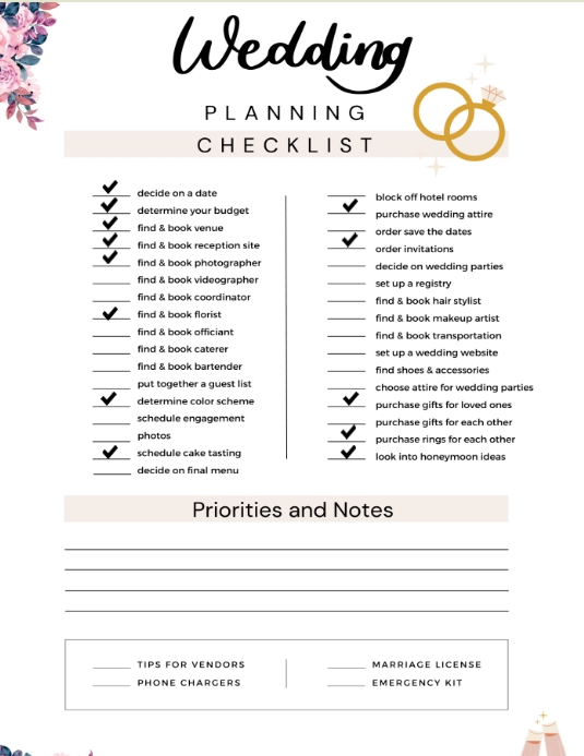 Wedding Planning Checklist Template Postermywall