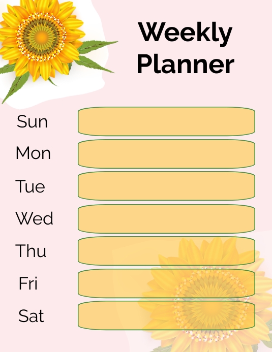 Weekly Planner Sunflower Template Postermywall