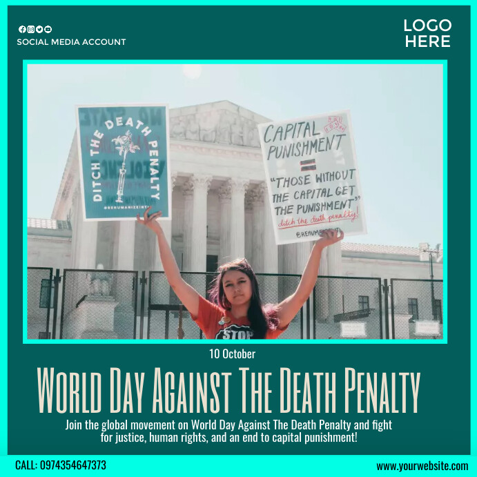 World Day Against The Death Penalty Template Postermywall