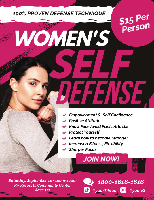 Womens Self Defense Flyer Template Postermywall