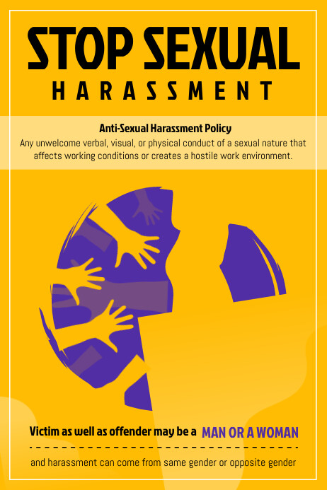 Yellow Stop Sexual Harassment Poster Template Postermywall