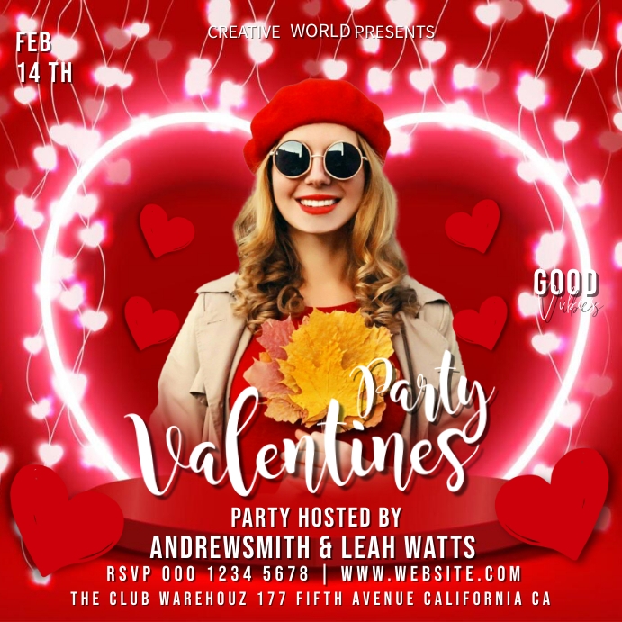 Valentines Hearts Party Instagram Template Postermywall