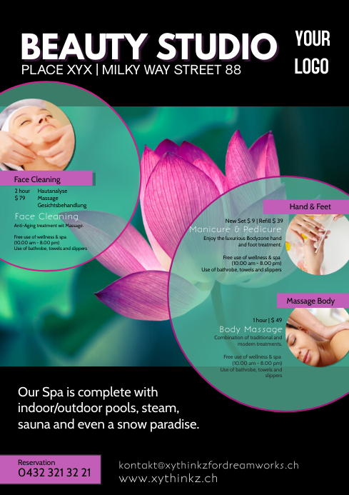 Beauty Studio Spa Massage Therapy Treatment Template Postermywall