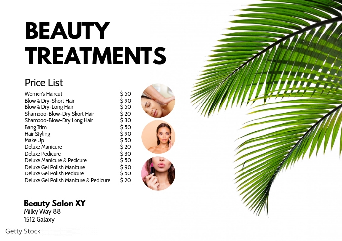 Beauty Treatments Price List Spa Wellness Ad Template Postermywall