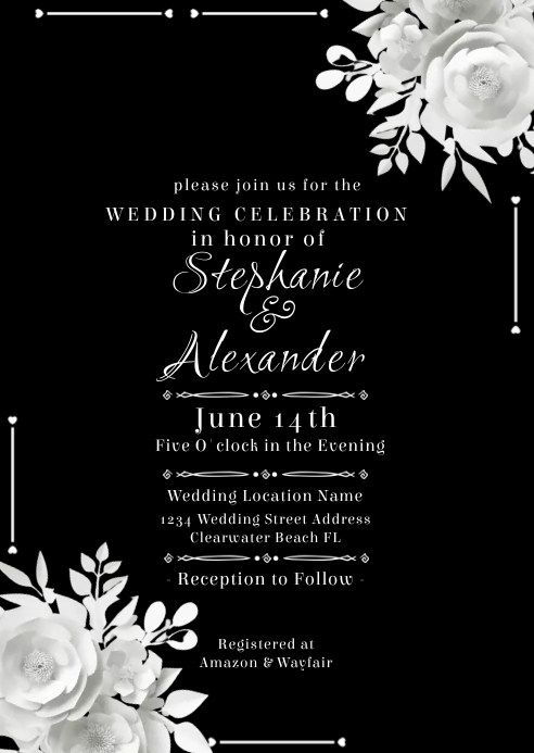 Black And White Wedding Invitation Templates