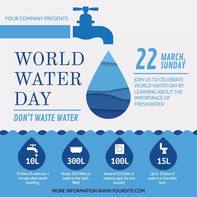 Blue World Water Day Awareness Campaign Squar Template Postermywall